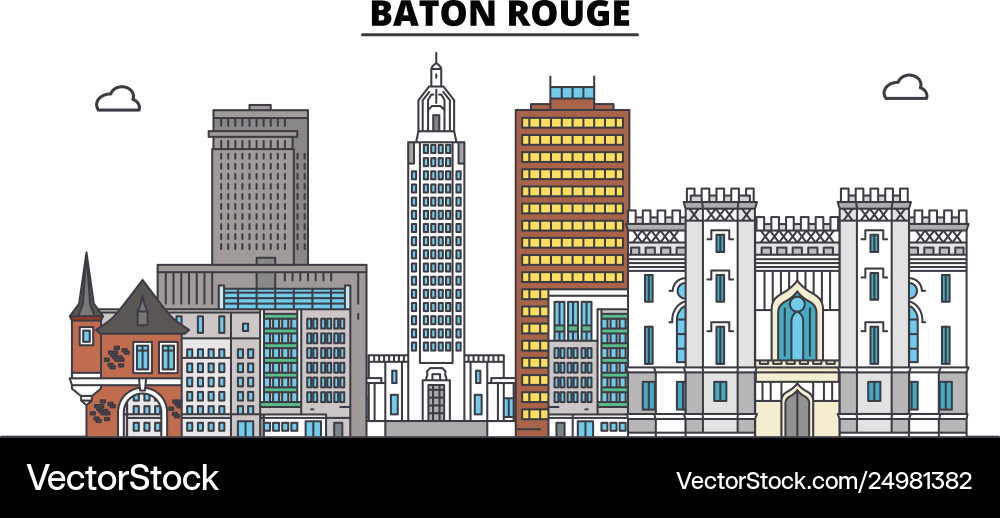 Baton rouge united states flat landmarks Vector Image