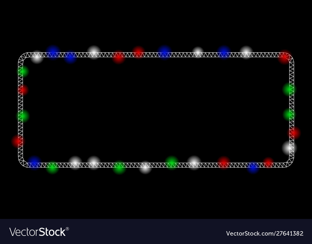 Bright mesh 2d rounded rectangle frame with light Vector Image