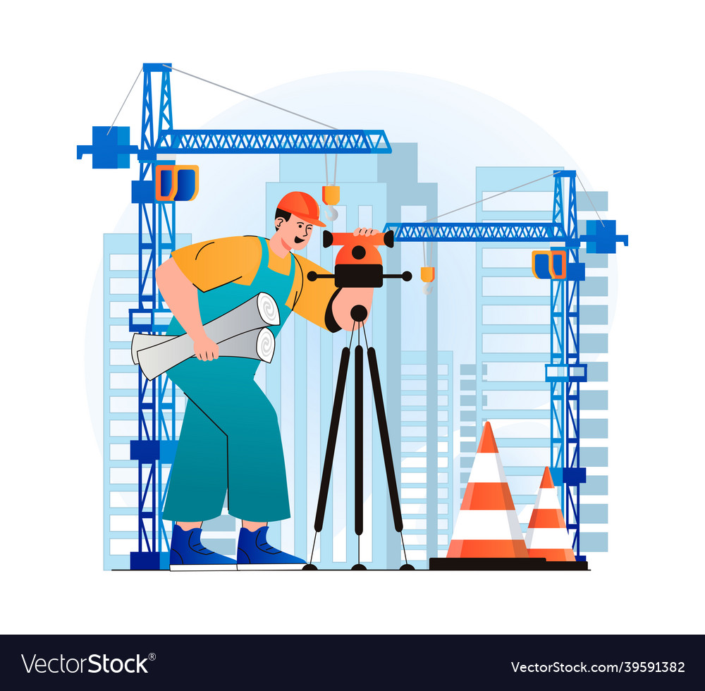 Construction engineer concept in modern flat Vector Image
