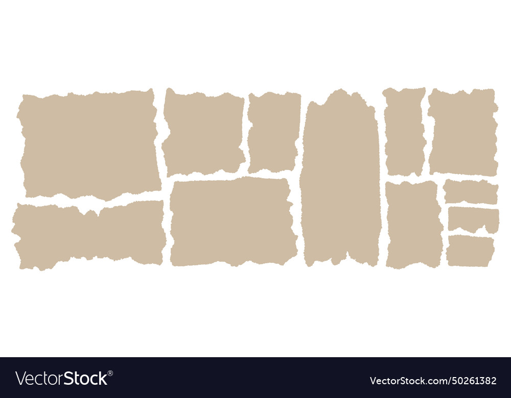 Craft torn ripped paper rectangle shape Royalty Free Vector