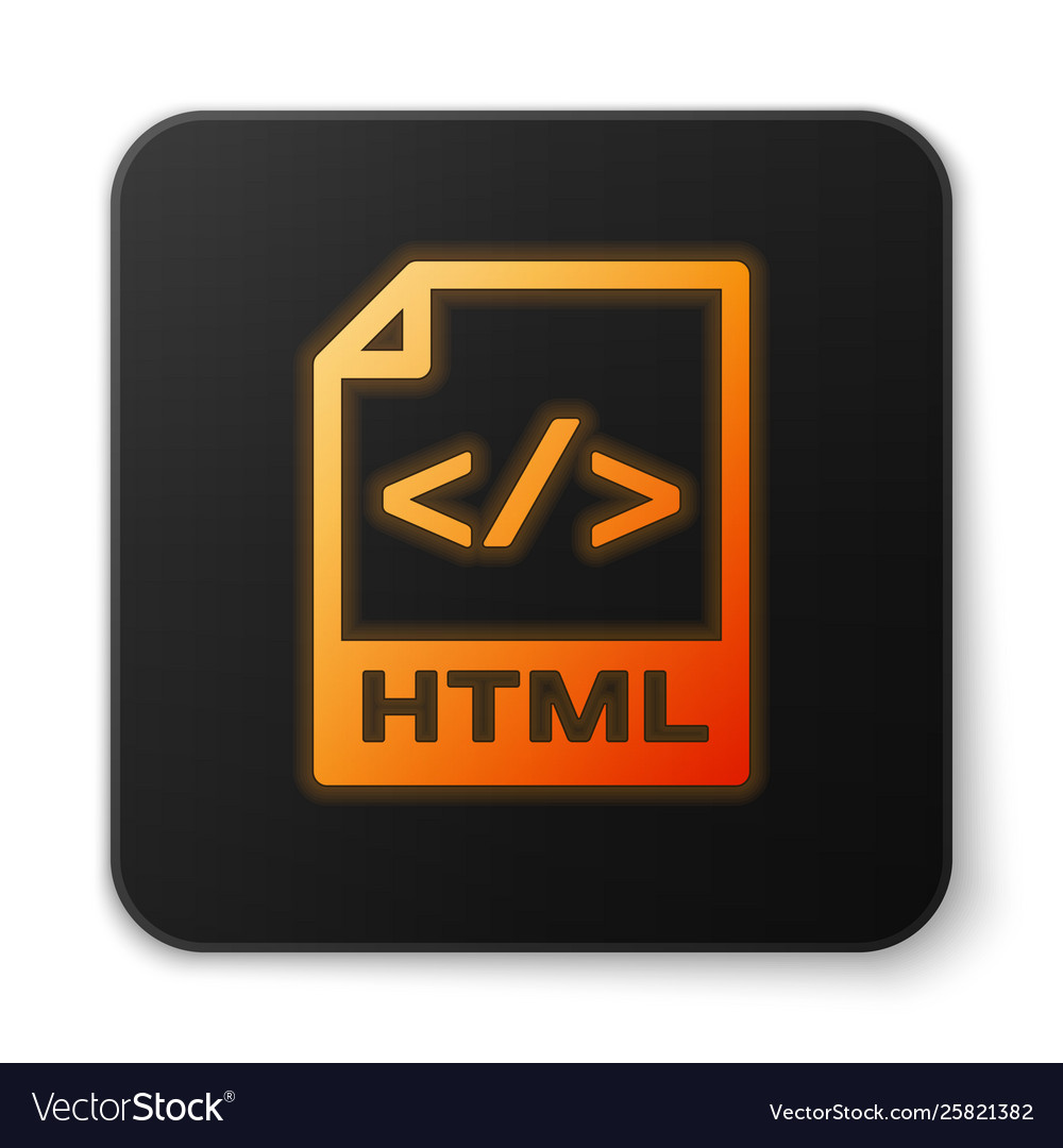 Orange glowing html file document icon download Vector Image
