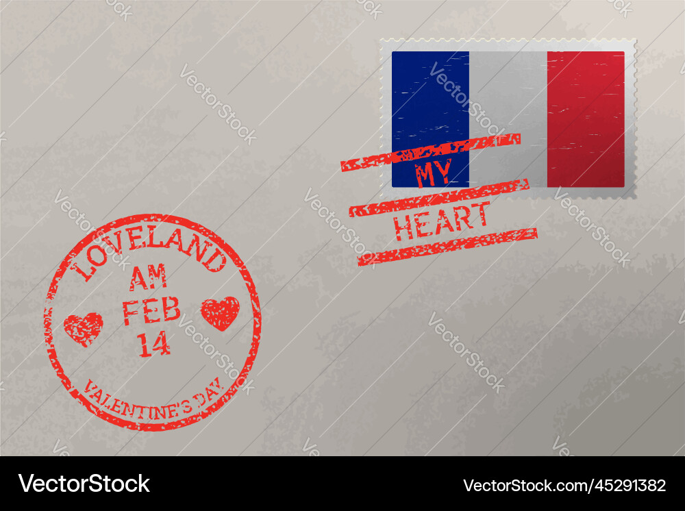Postage stamp envelope with france flag Royalty Free Vector