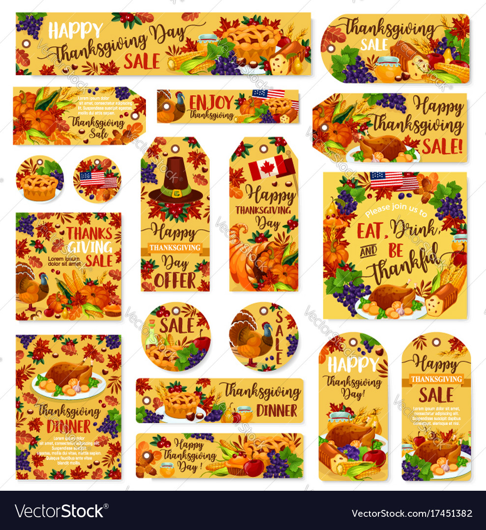 Thanksgiving day sale poster banner label Vector Image