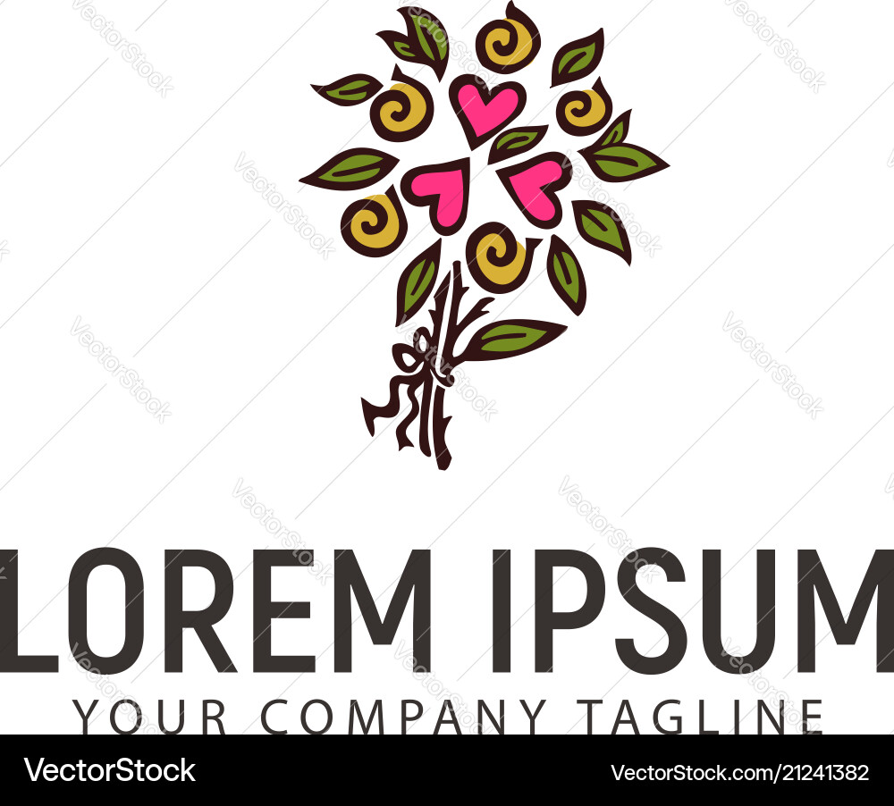 Wedding flower arrangements logo hand drawn Vector Image