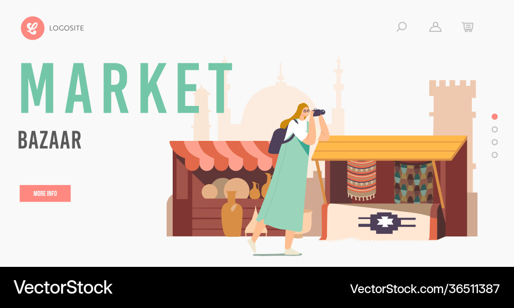 Arabic bazaar landing page template tourists Vector Image
