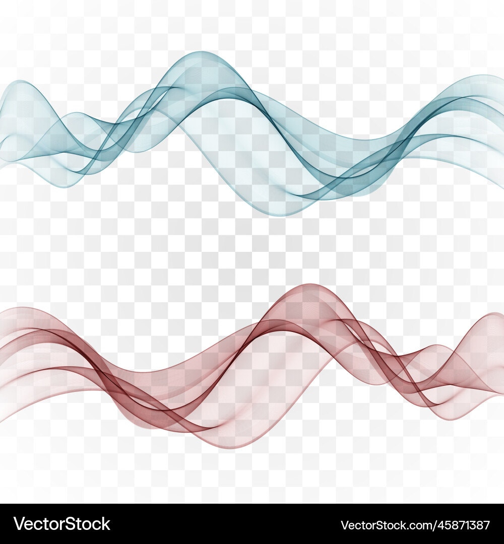 Blue and red flow transparent wave smoky Vector Image