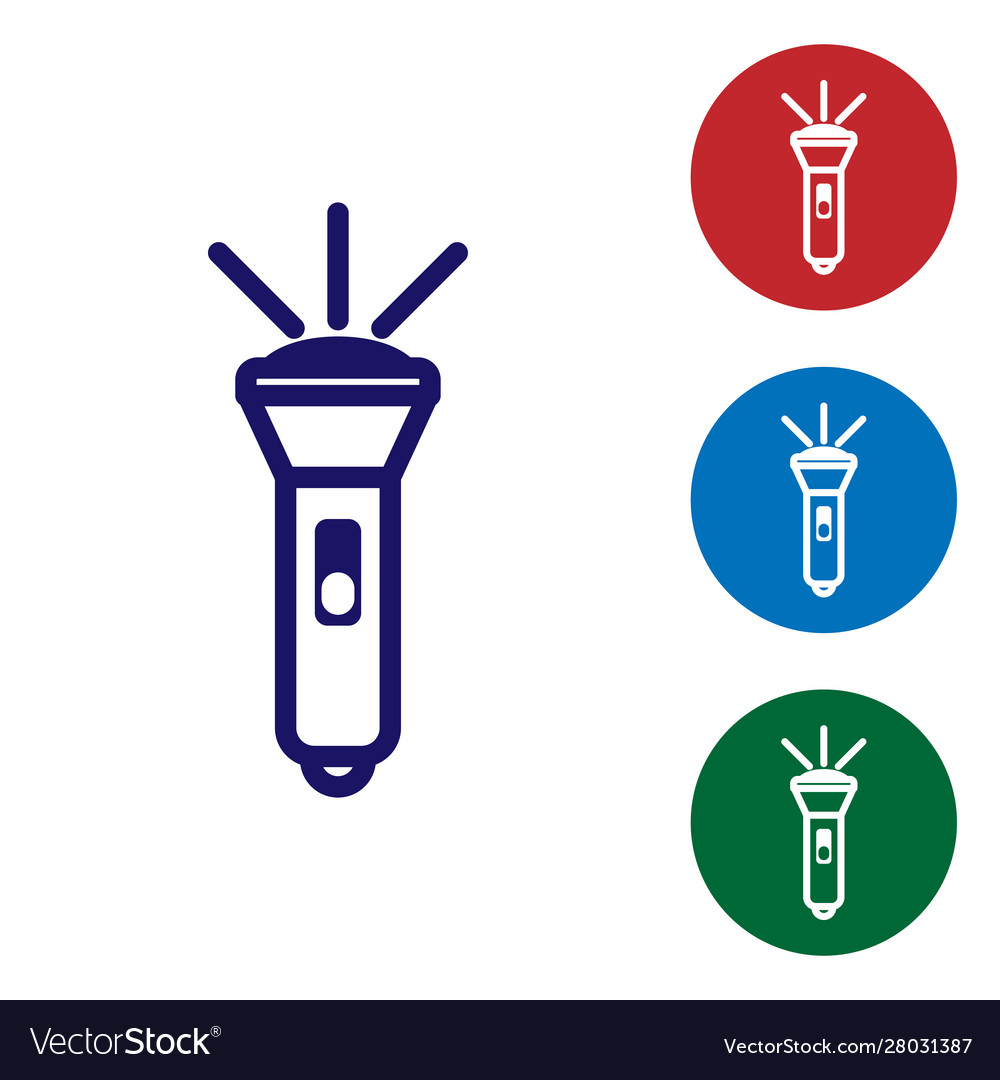 Blue flashlight icon isolated on white background Vector Image