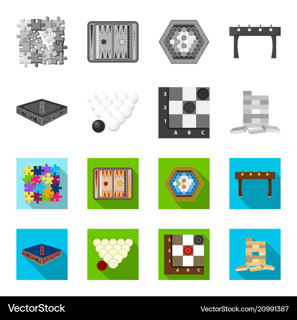 Board game monochromeflat icons in set collection Vector Image