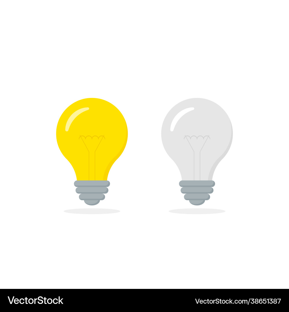 Bulb icon flat lamp sign isolated symbol Vector Image