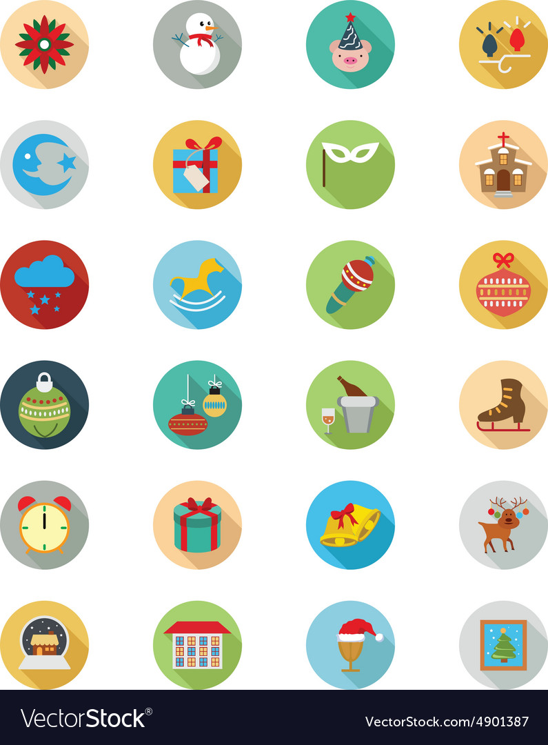 Christmas Flat Icons 3 Royalty Free Vector Image