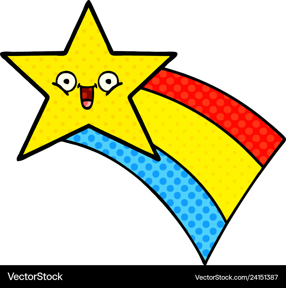 Comic book style cartoon shooting rainbow star Vector Image