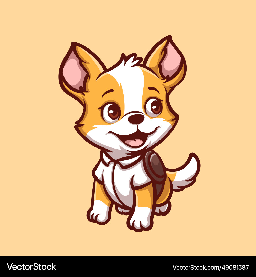 Corgi go to school cartoon Royalty Free Vector Image