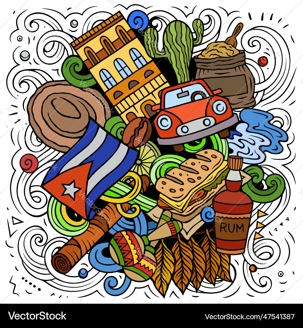 Cuba cartoon doodle funny cuban design Royalty Free Vector