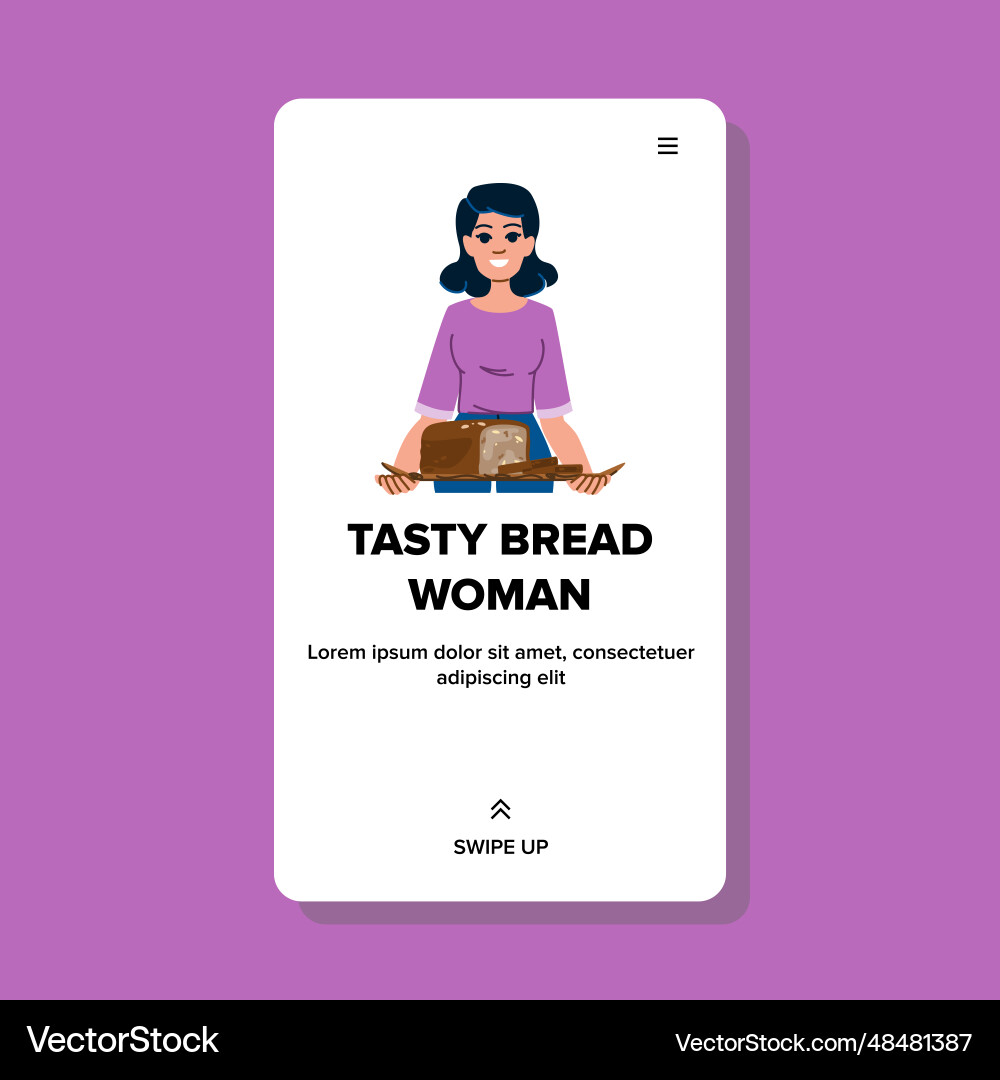 Delicious tasty bread woman Royalty Free Vector Image