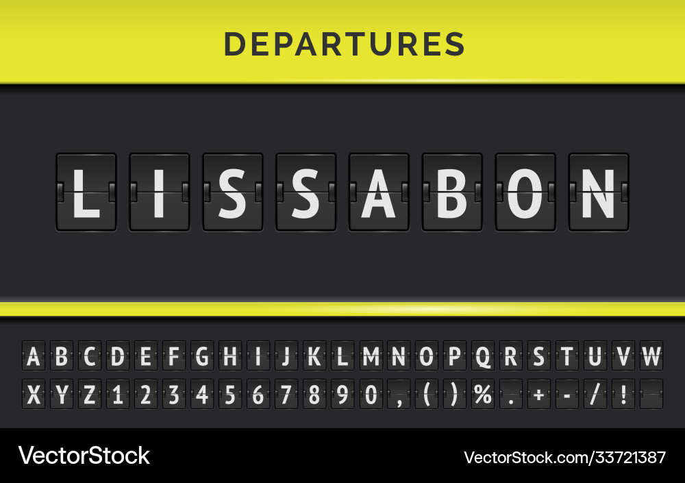 Departure flip board with destination in Vector Image