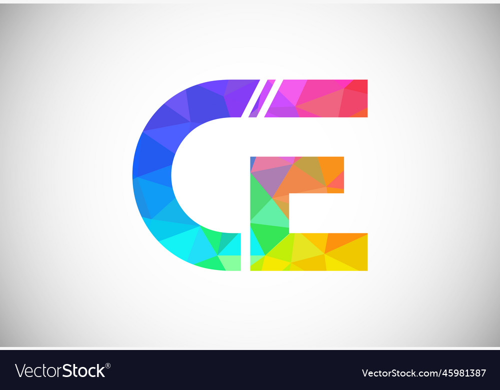 Initial letter c e low poly logo design template Vector Image