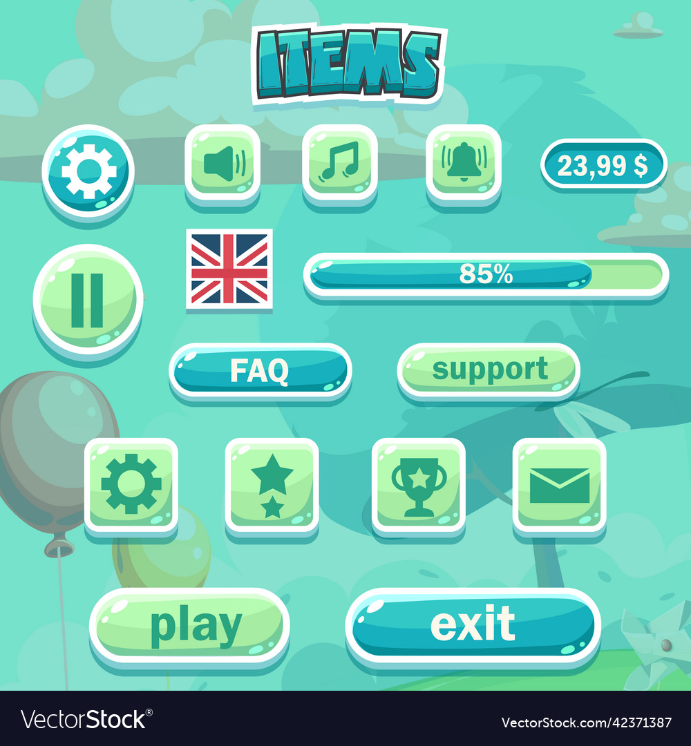 Items set the several buttons Royalty Free Vector Image