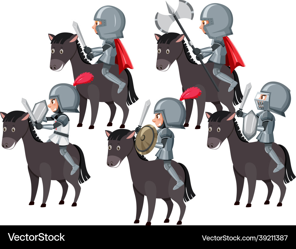 Knights riding horse on white background Vector Image