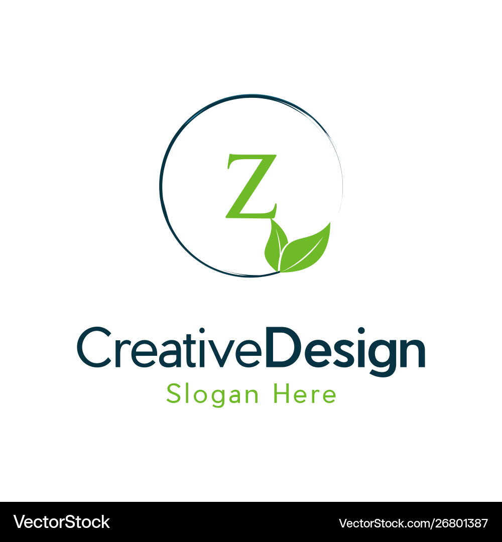 Letter z leaf naturally creative business logo Vector Image