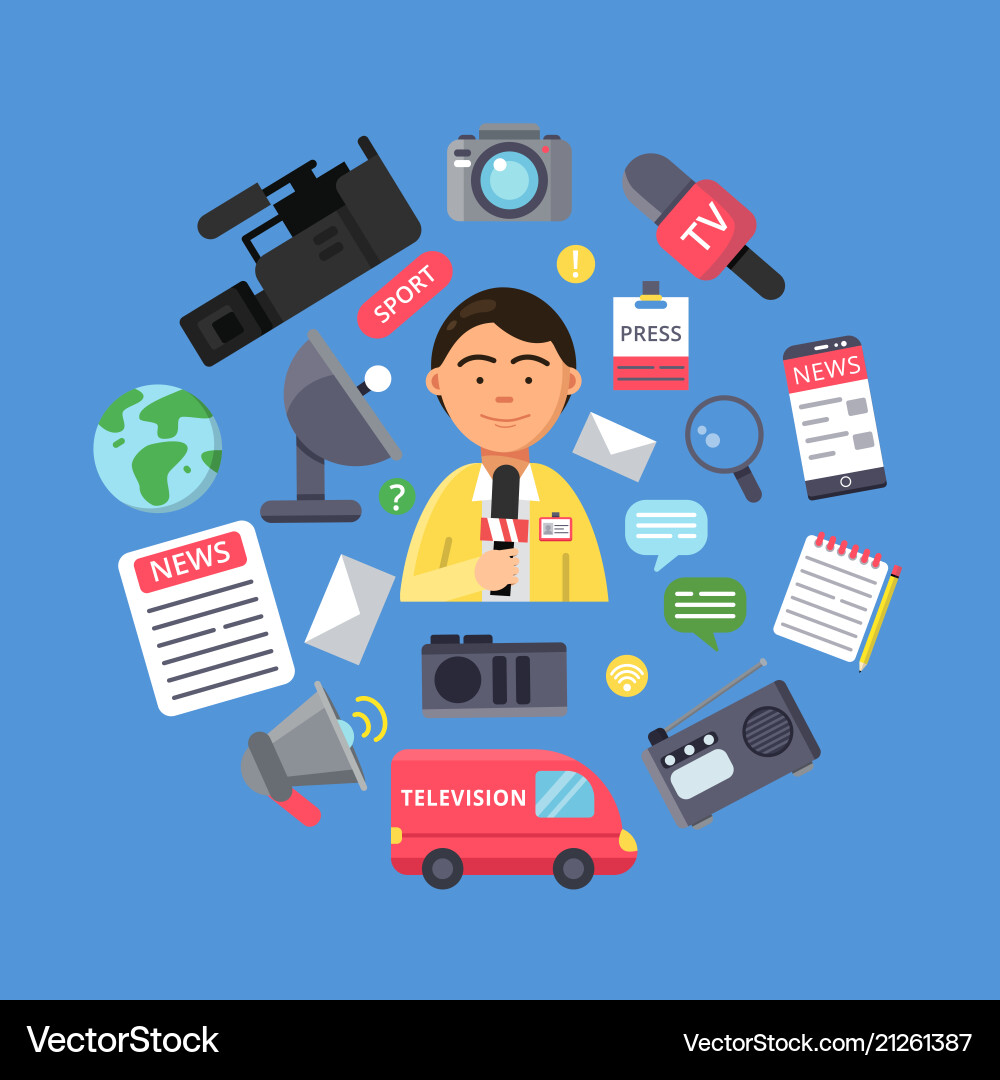 Media concept with picture journalist and Vector Image