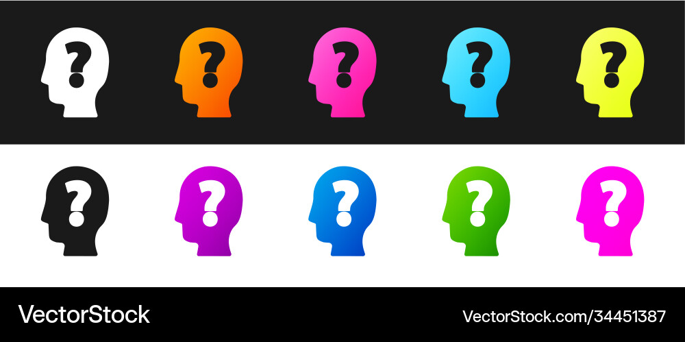 Set human head with question mark icon isolated Vector Image