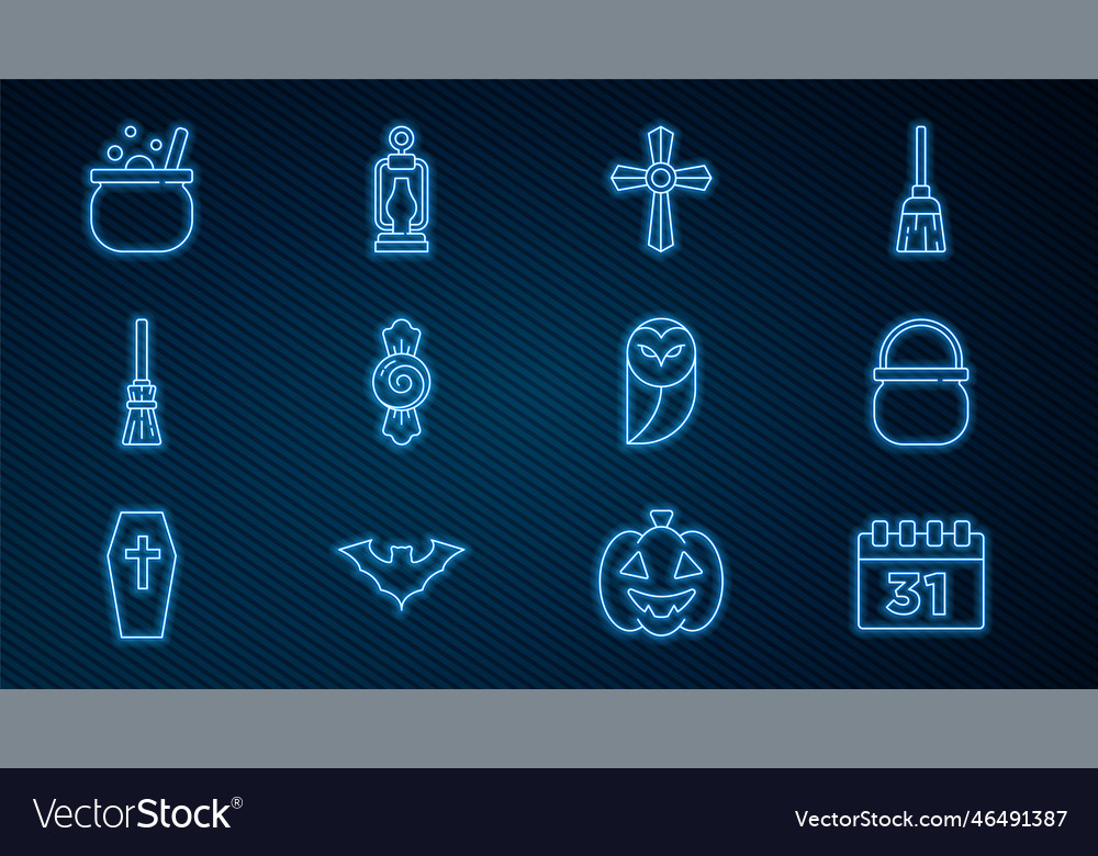 Set line calendar with halloween witch cauldron Vector Image