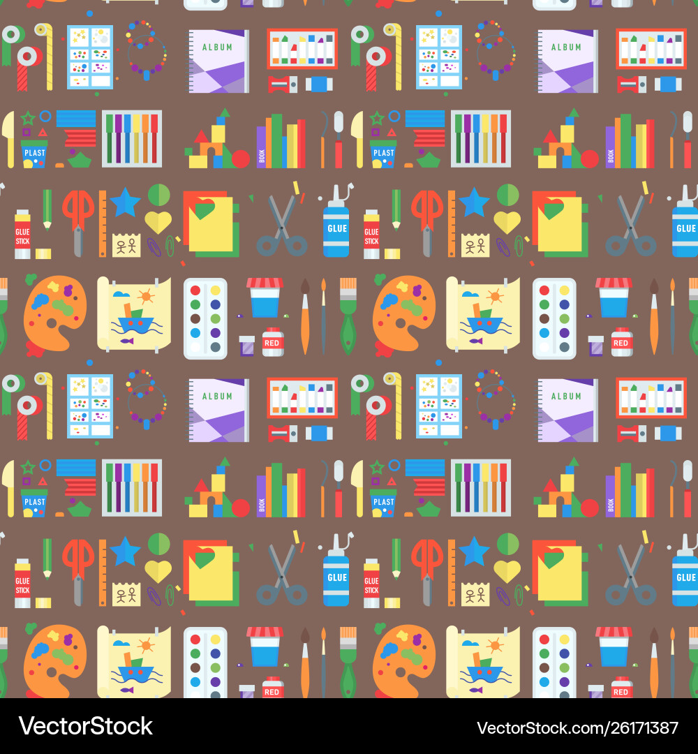Themed kids creativity creation seamless pattern Vector Image