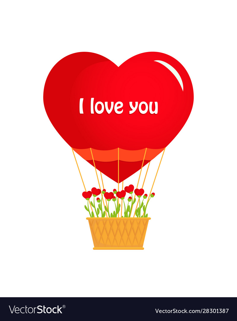 Valentines day air balloon heart Royalty Free Vector Image