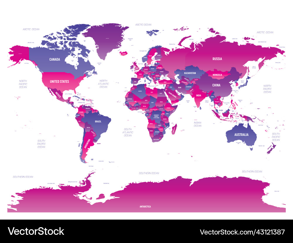 World map detailed political with lables Vector Image