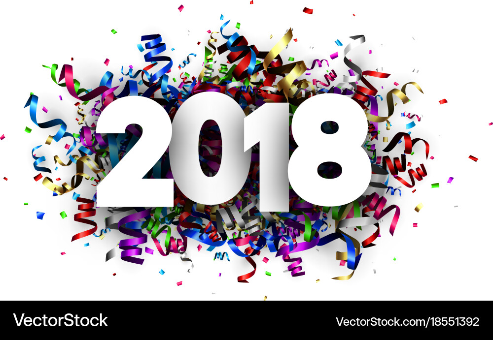 2018 sign with colorful serpentine Royalty Free Vector Image