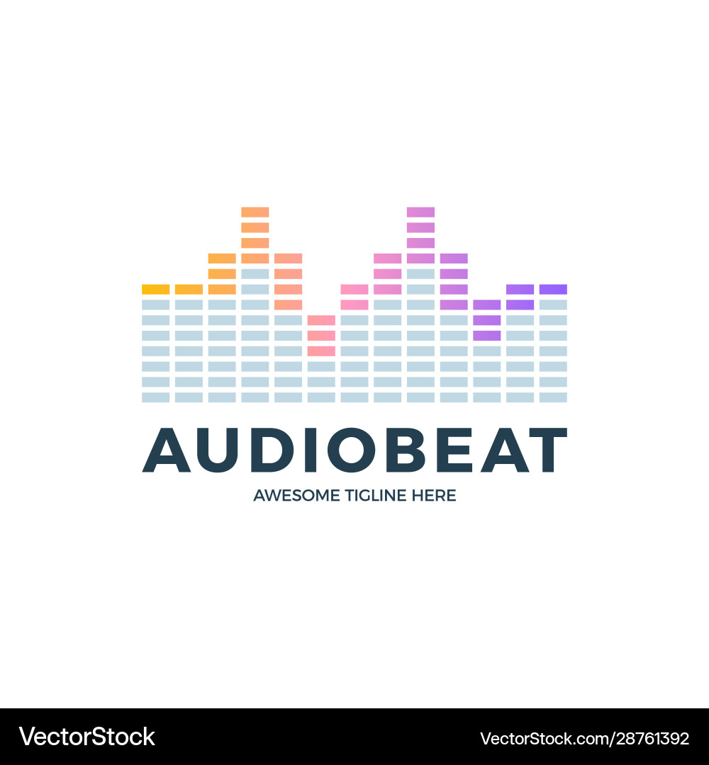Audio sound wave logo template stock design line Vector Image