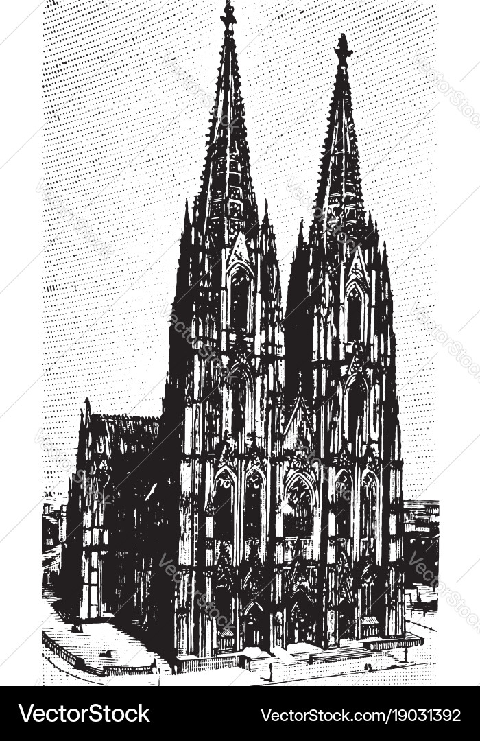 Cologne cathedral klner dom vintage engraving Vector Image