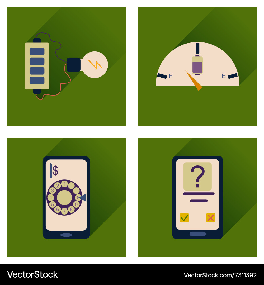 Concept of flat icons with long shadow mobile Vector Image