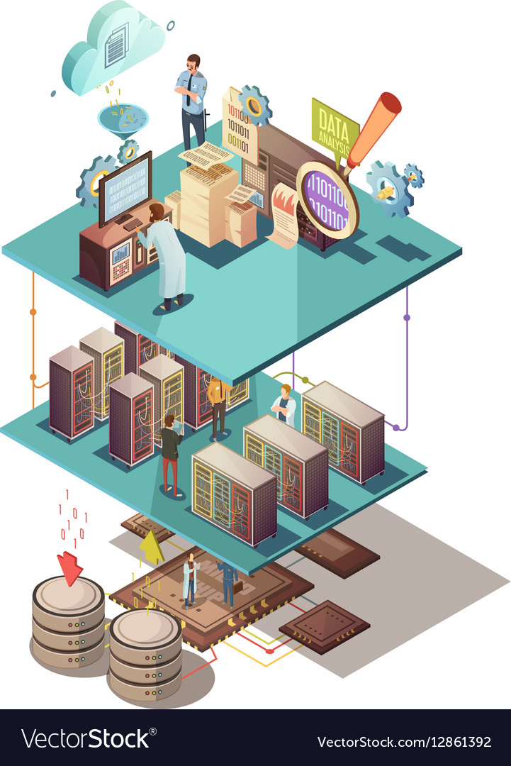 Data Analysis Isometric Concept Royalty Free Vector Image