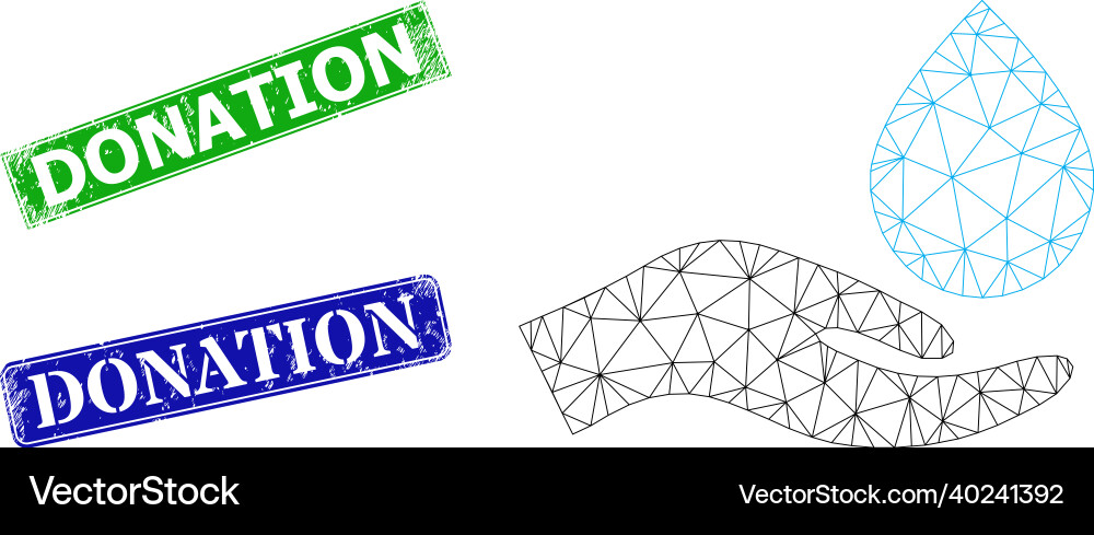Grunge donation stamp imitations and polygonal Vector Image
