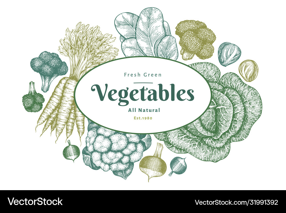 Hand drawn sketch vegetables design organic fresh Vector Image