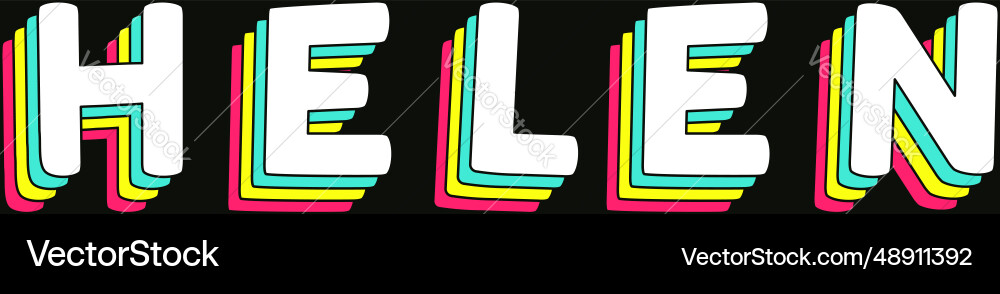 Helen - retro rainbow typography faded style Vector Image