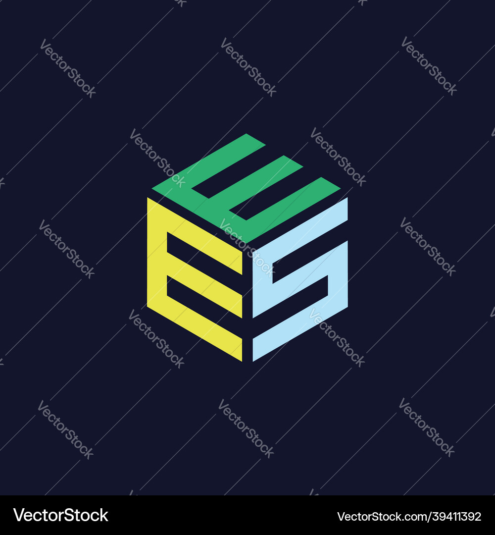 Initials of the letter ees hexagon shape Vector Image