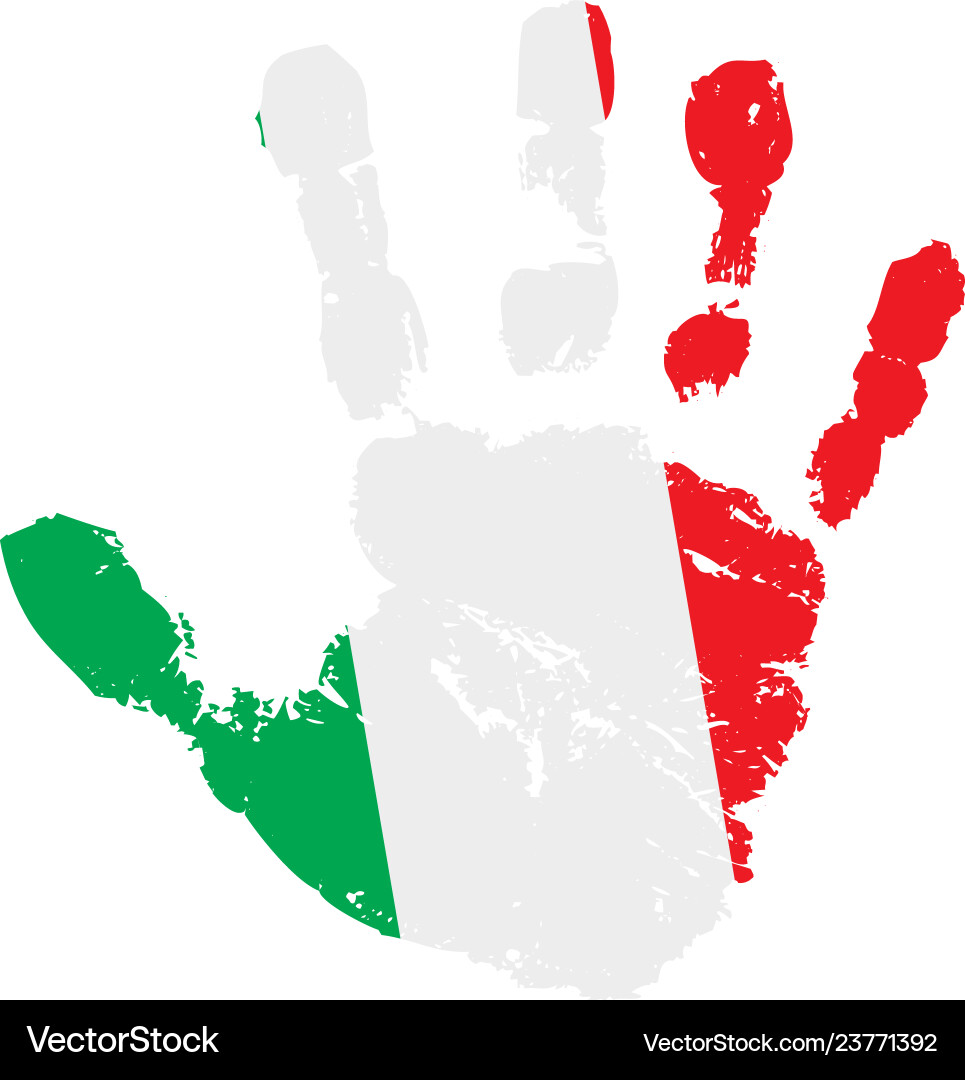 Italy flag and hand on white background Royalty Free Vector