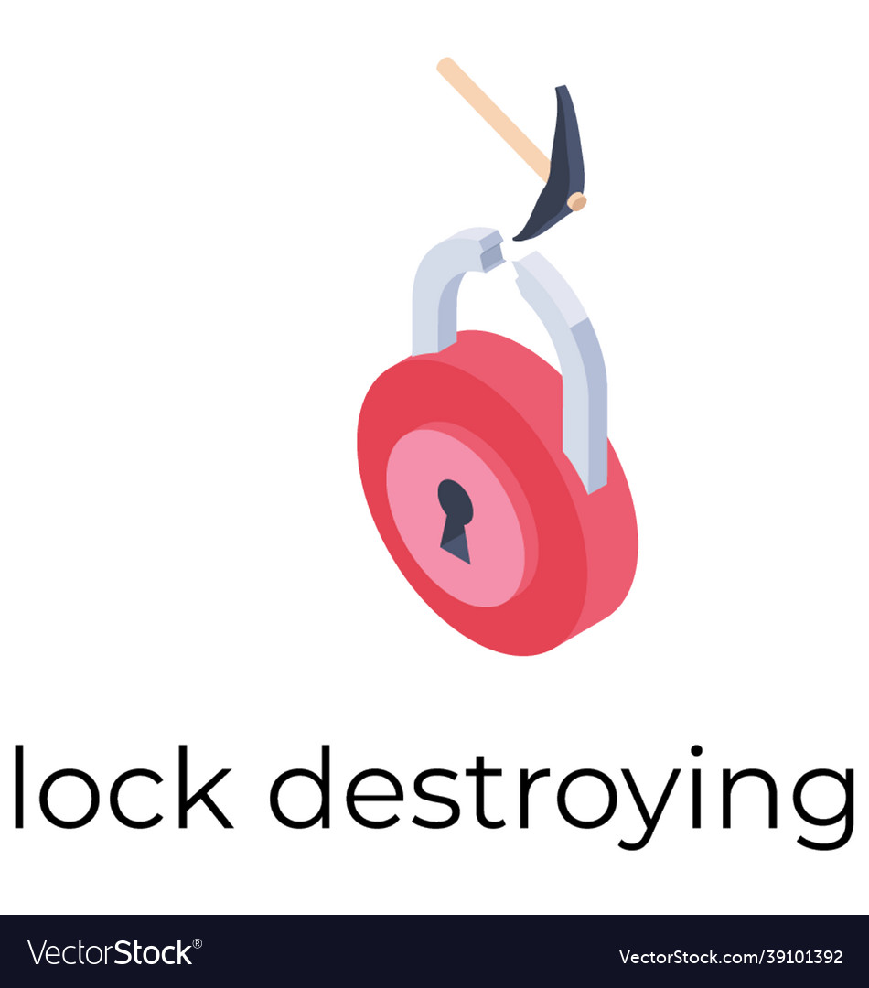 Lock destroying Royalty Free Vector Image - VectorStock