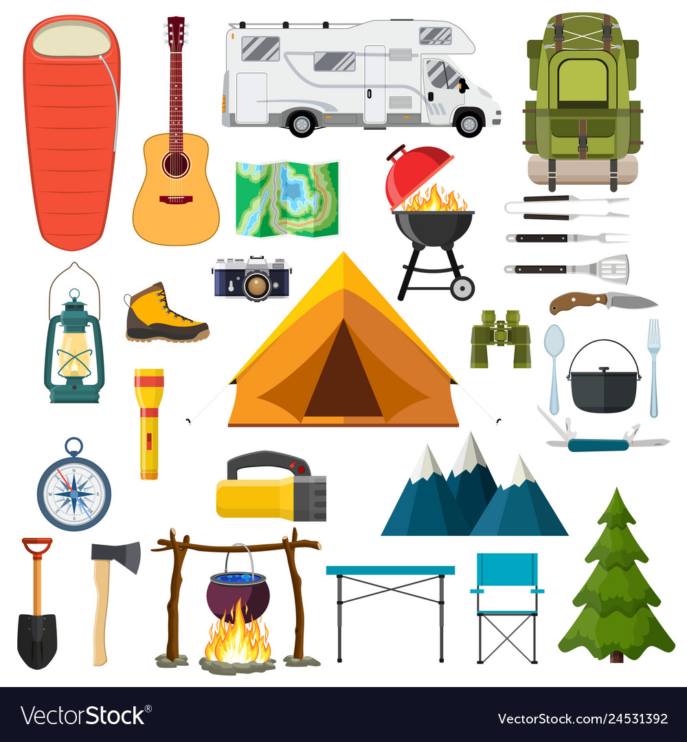 Mountain hike elements Royalty Free Vector Image