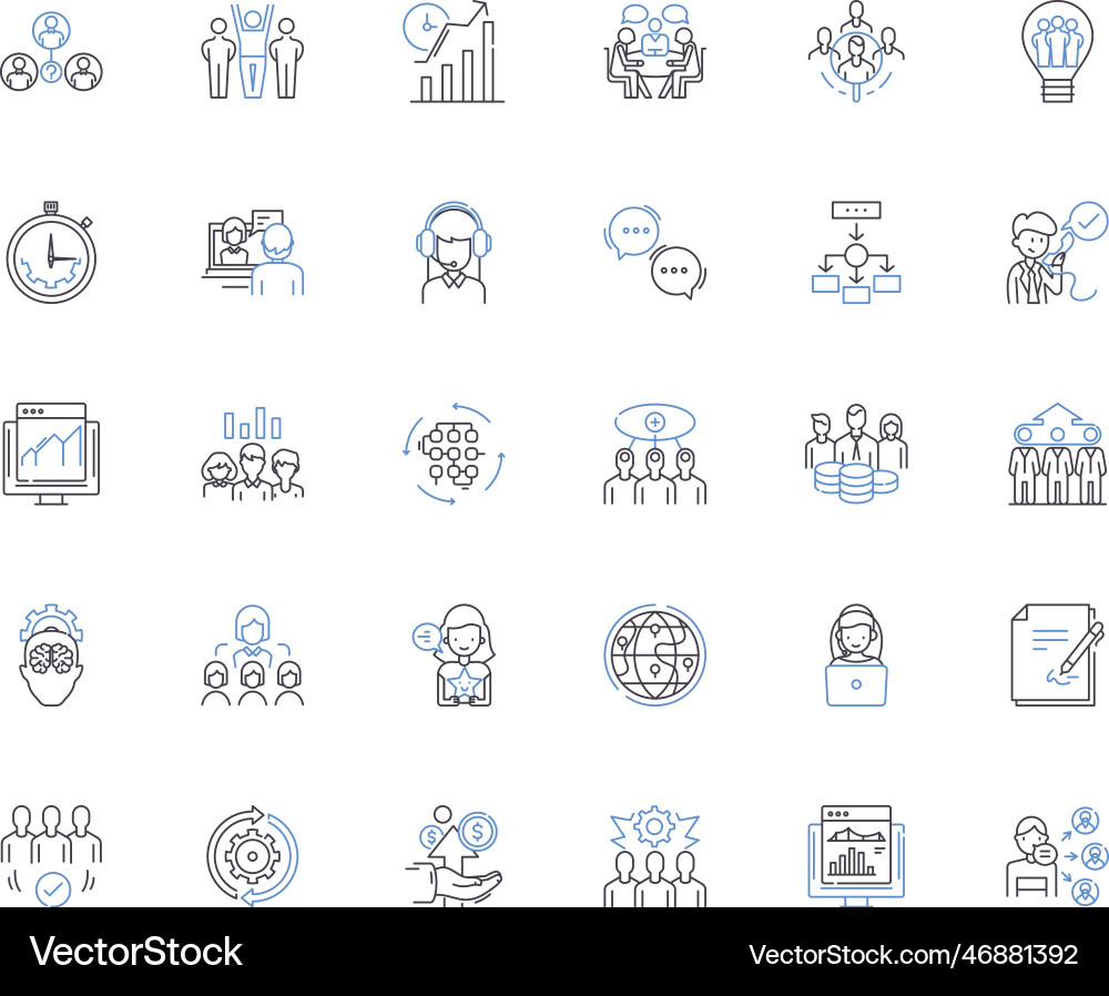 Organizational direction line icons collection Vector Image
