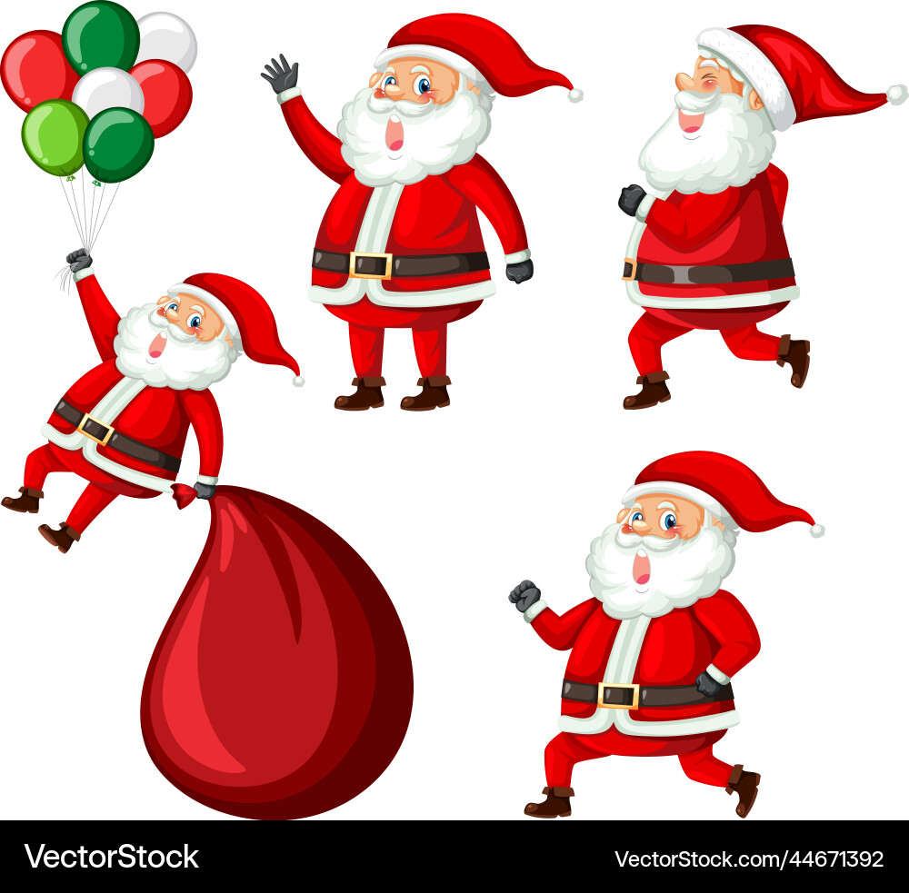 Santa claus cartoon character set Royalty Free Vector Image