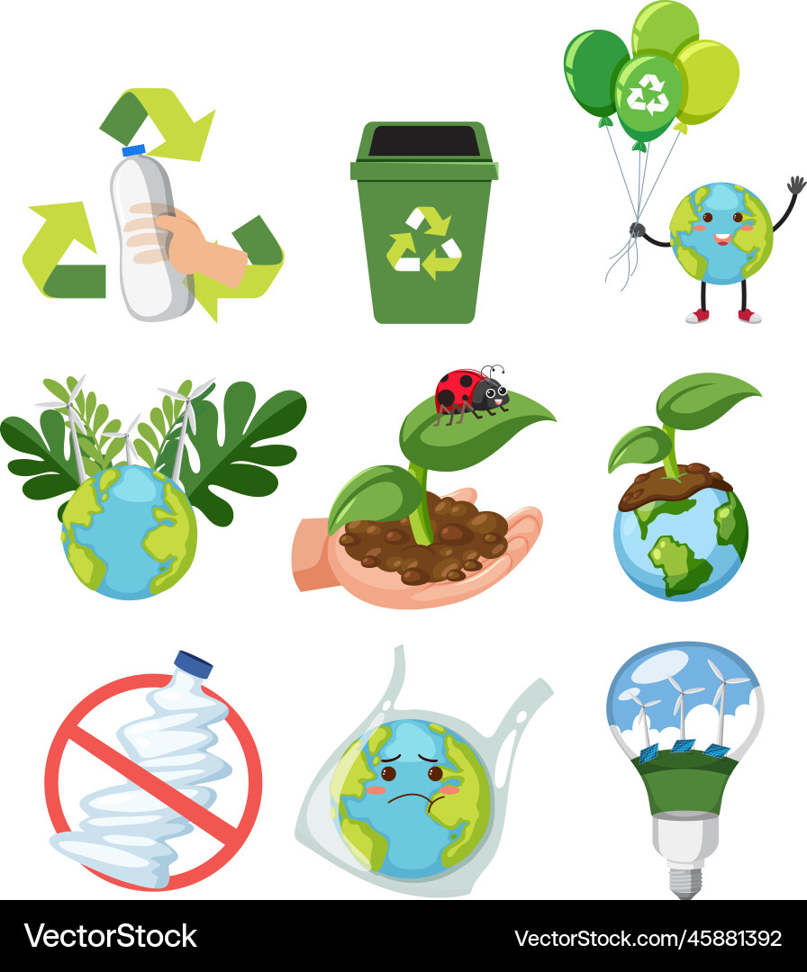 Save the earth elements set Royalty Free Vector Image
