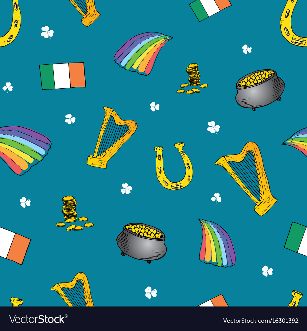 St patricks day hand drawn doodle set Royalty Free Vector
