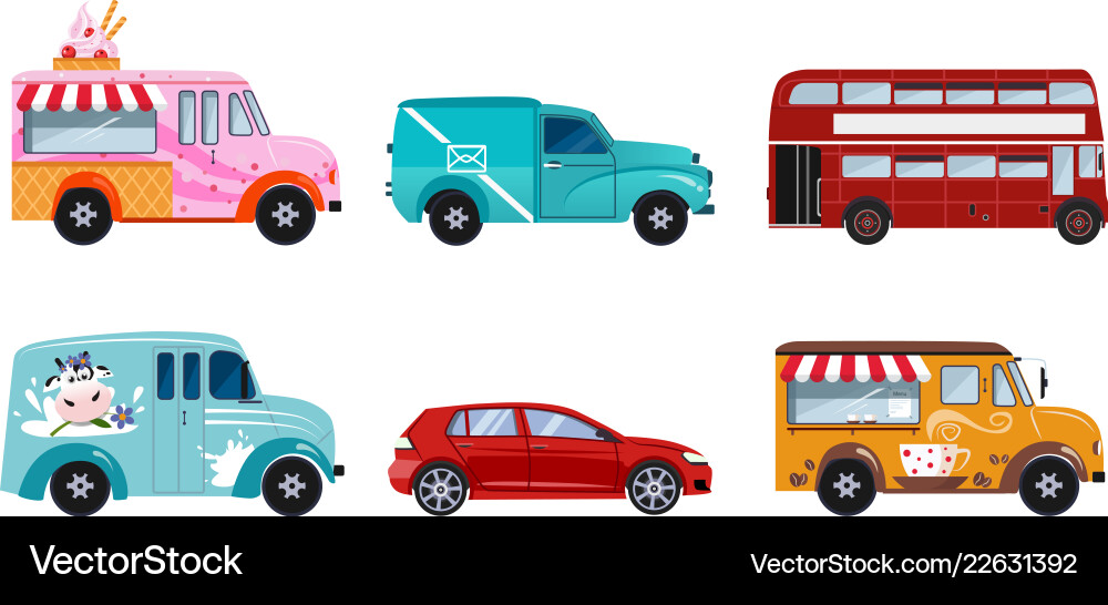 Transportation vehicles set urban public Vector Image