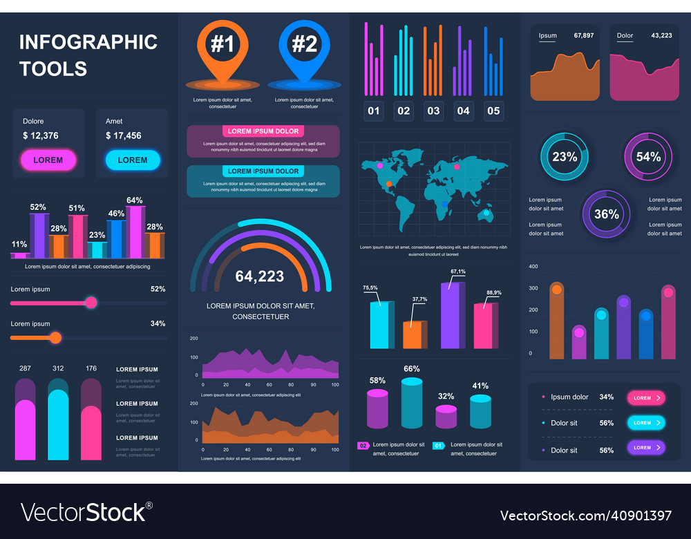 Bundle infographic ui ux kit elements Royalty Free Vector
