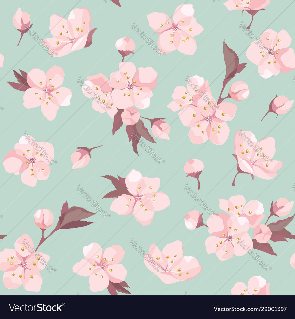 Cherry flowers- seamless pattern Royalty Free Vector Image
