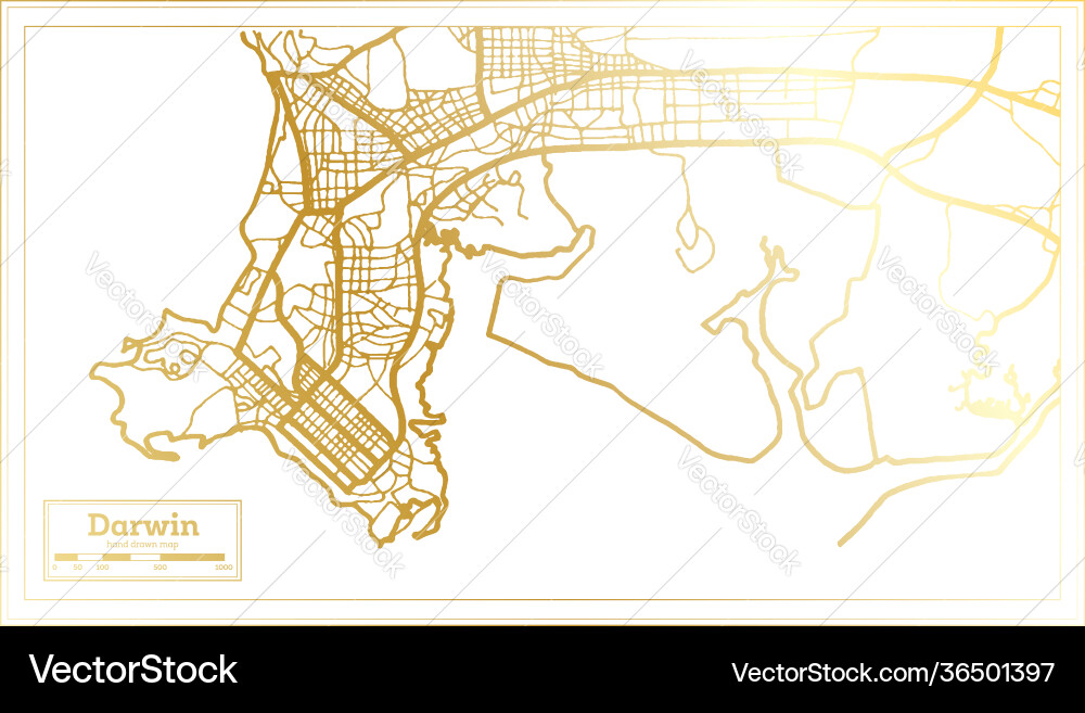 Darwin australia city map in retro style Vector Image