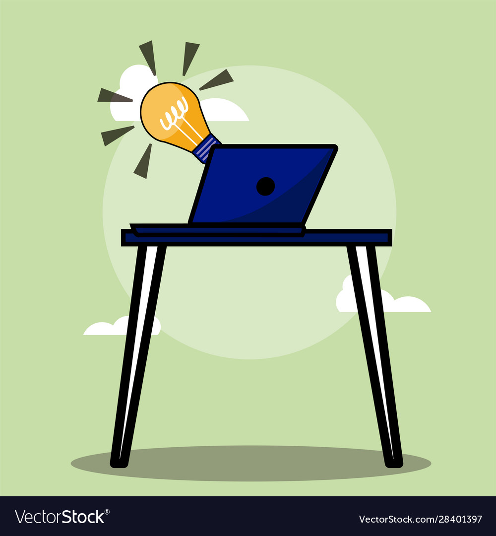 Digital laptop and light bulb design Royalty Free Vector